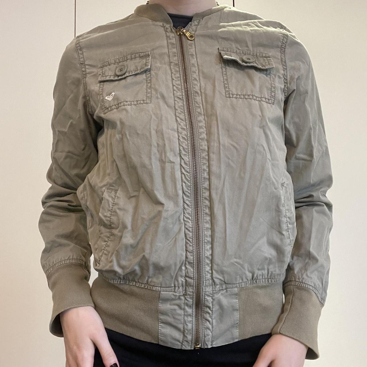 Roxy Women's Khaki and Green Jacket | Depop