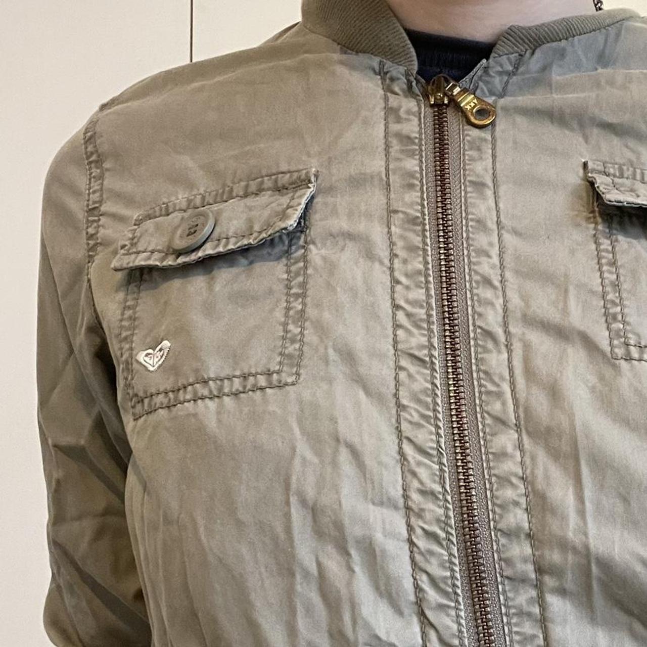 Roxy Women's Khaki and Green Jacket | Depop