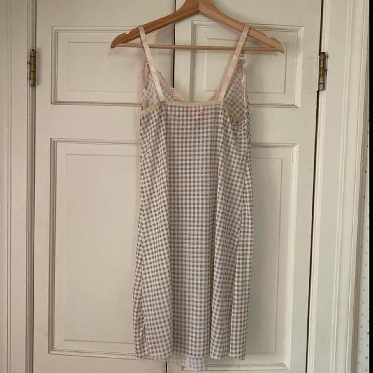 Cutest lil sheer Tracy slip dress - brown gingham... - Depop