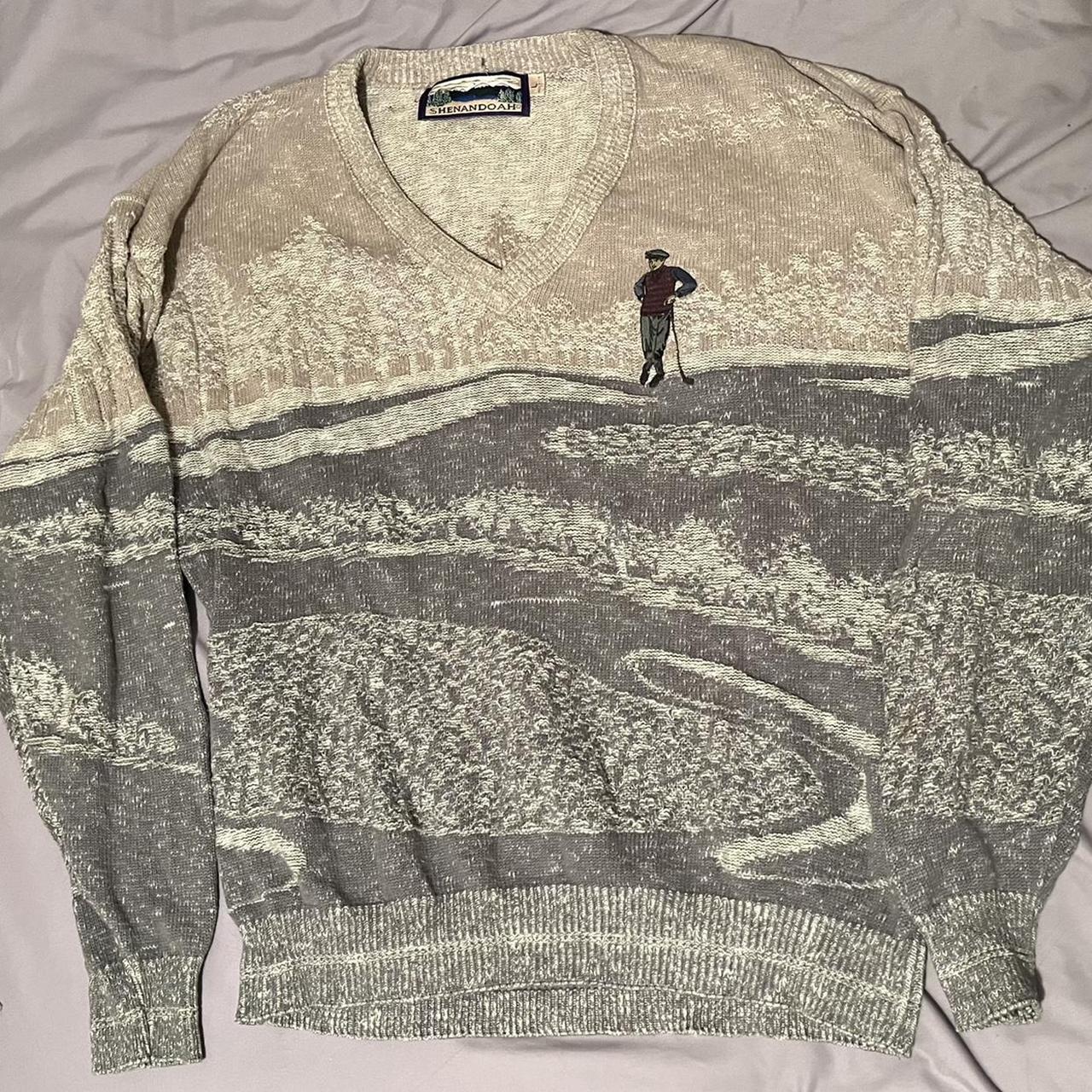 vintage men’s grandpa golfing sweater size... - Depop