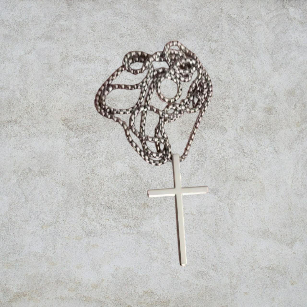 Jesus Cross Christian Chain Piece. Thin silver chain... | Depop