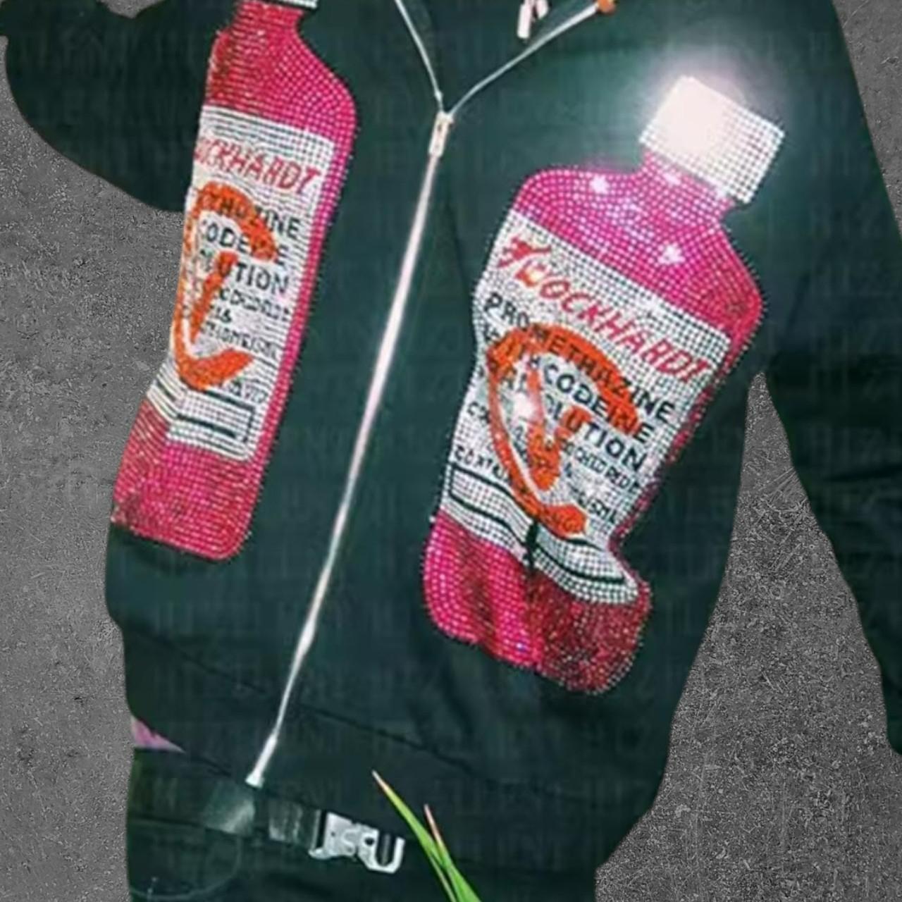 Y2K Graphic Rhinestone Wockhardt Lean Zip-Up... | Depop