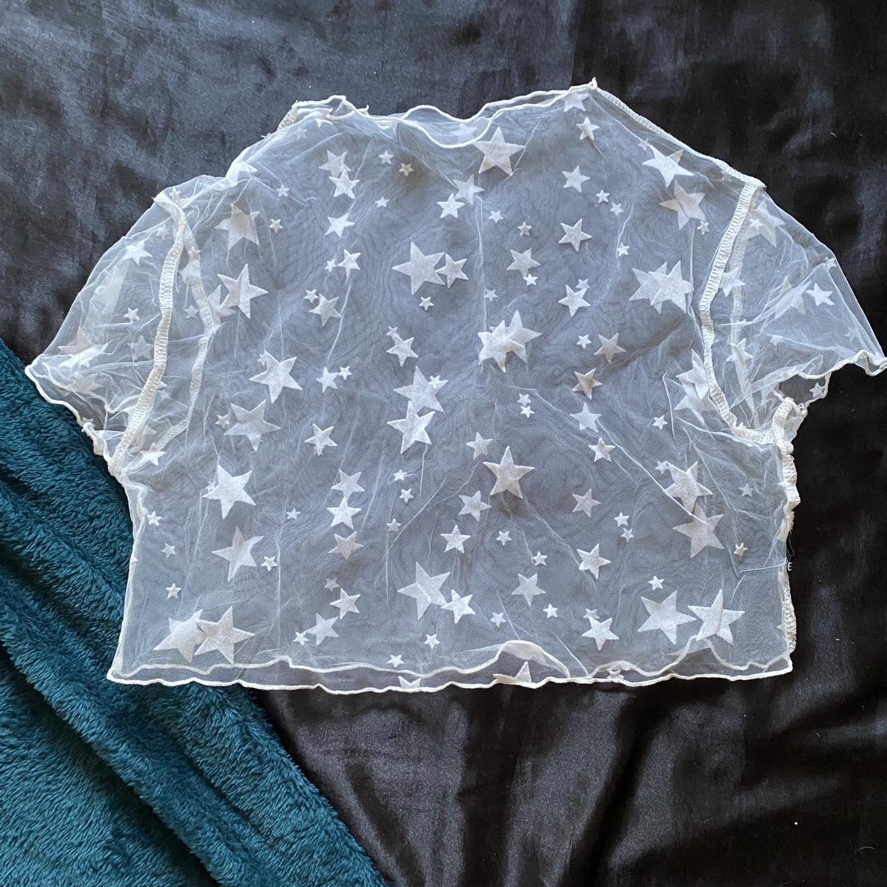 Sheer star crop top. Got frilly edges looks cute... - Depop