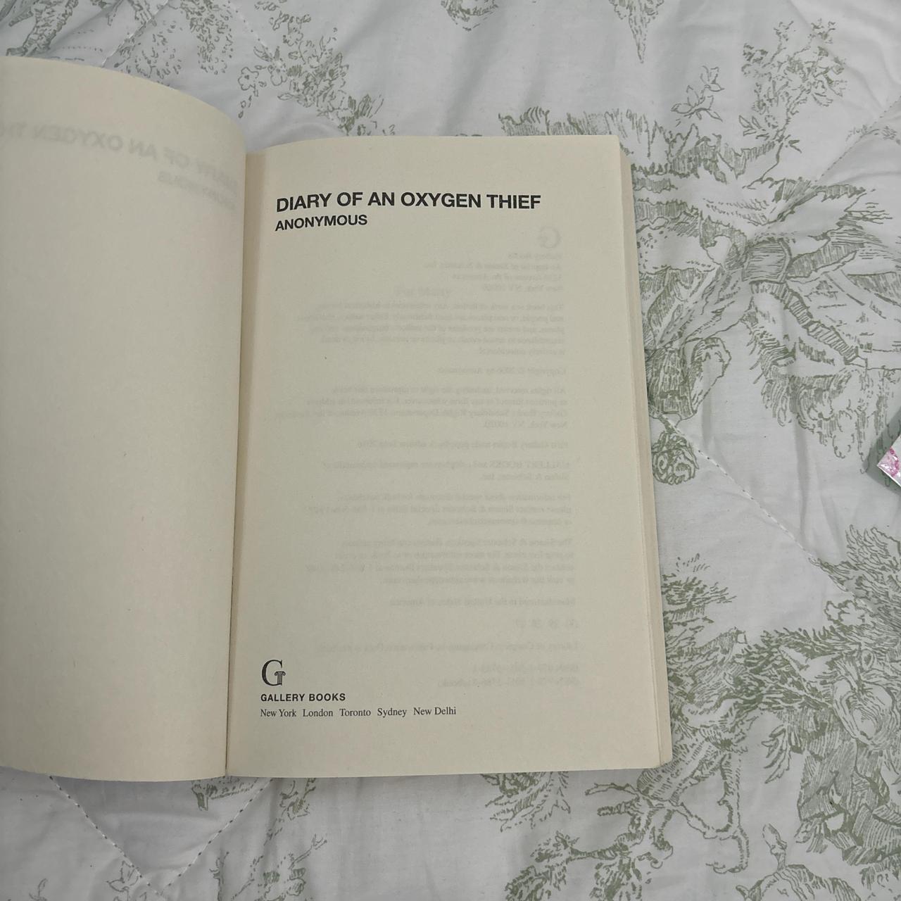 diary of an oxygen thief book $3 lettermail... - Depop