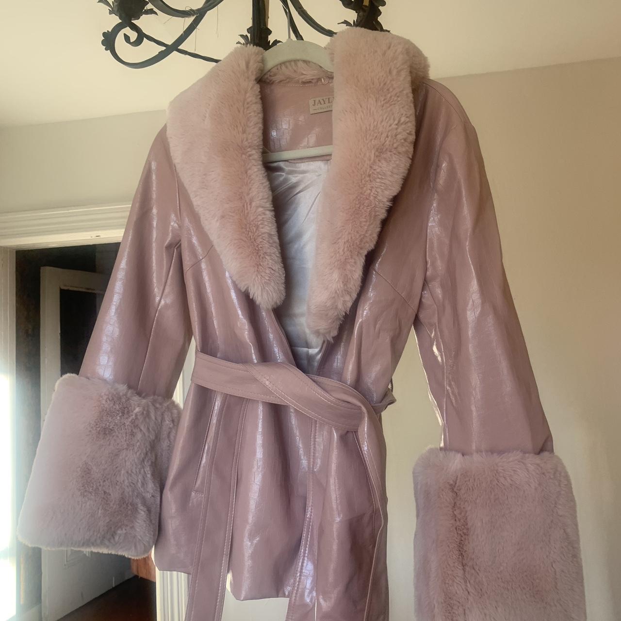 Jayley faux leather pink wrap around jacket. Only... - Depop