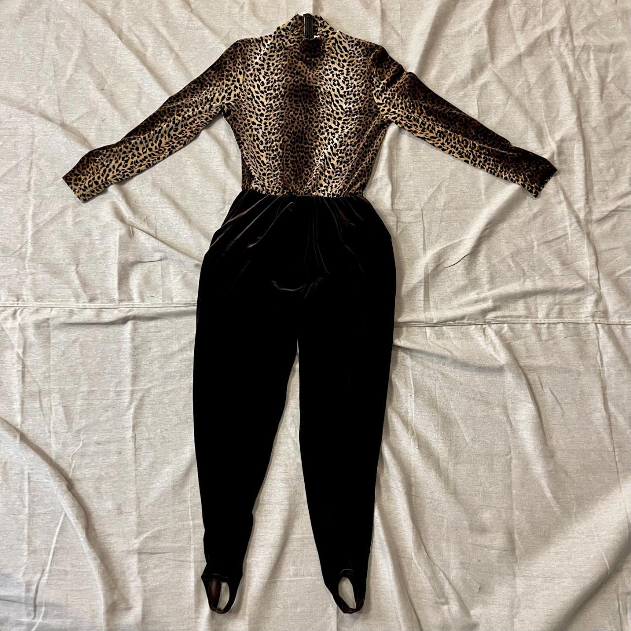 1980s-90s Cache leopard print velvet jumpsuit. Made... - Depop