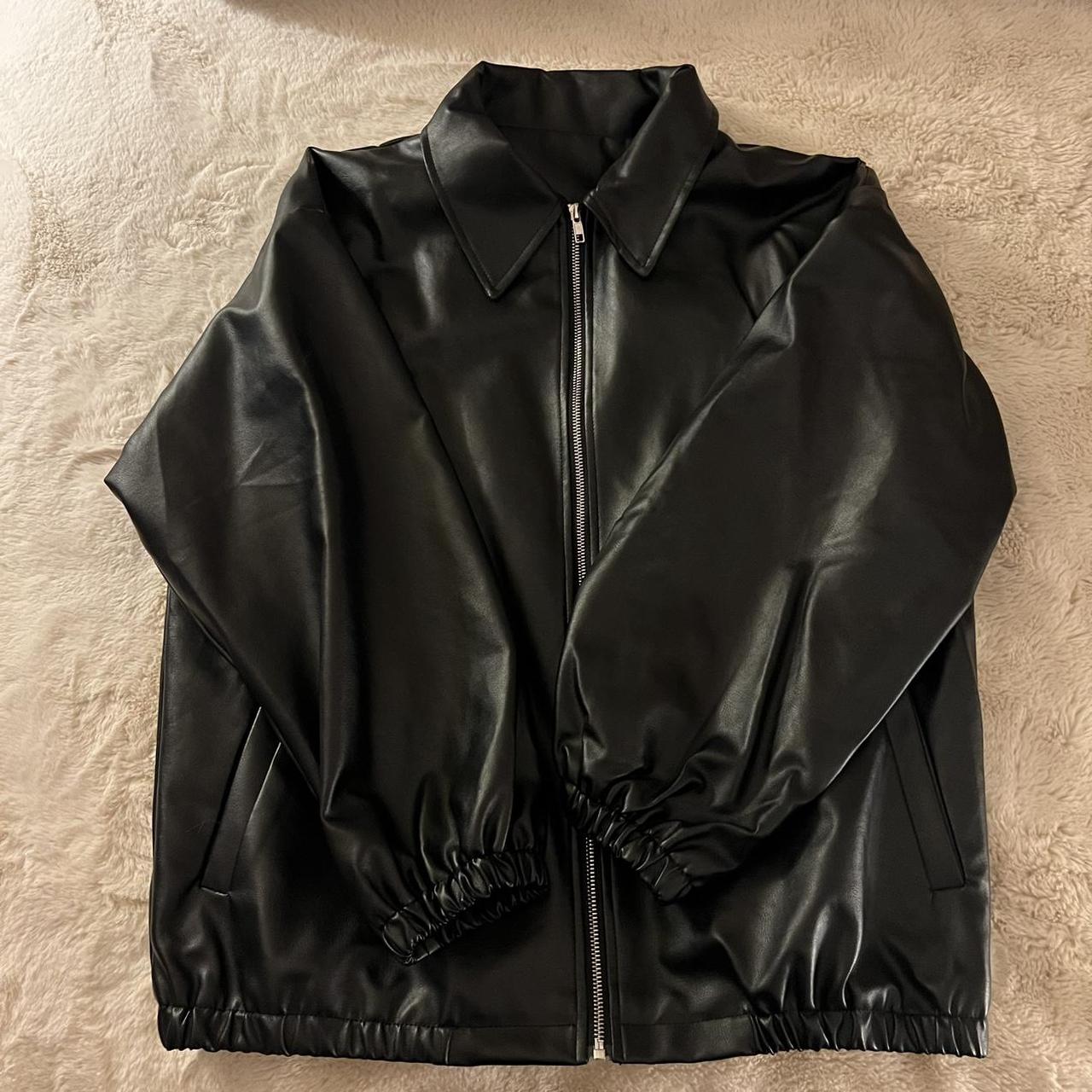 Faux Black Leather Jacket - Oversized 🖤 - Depop