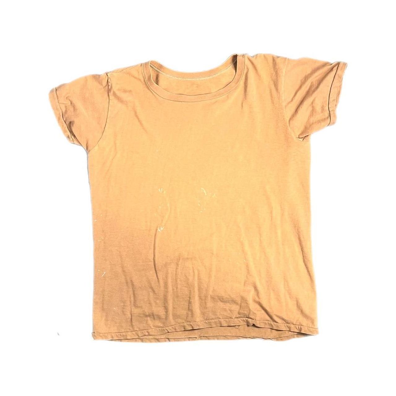 Vintage blank brown T-shirt with great wear and... - Depop