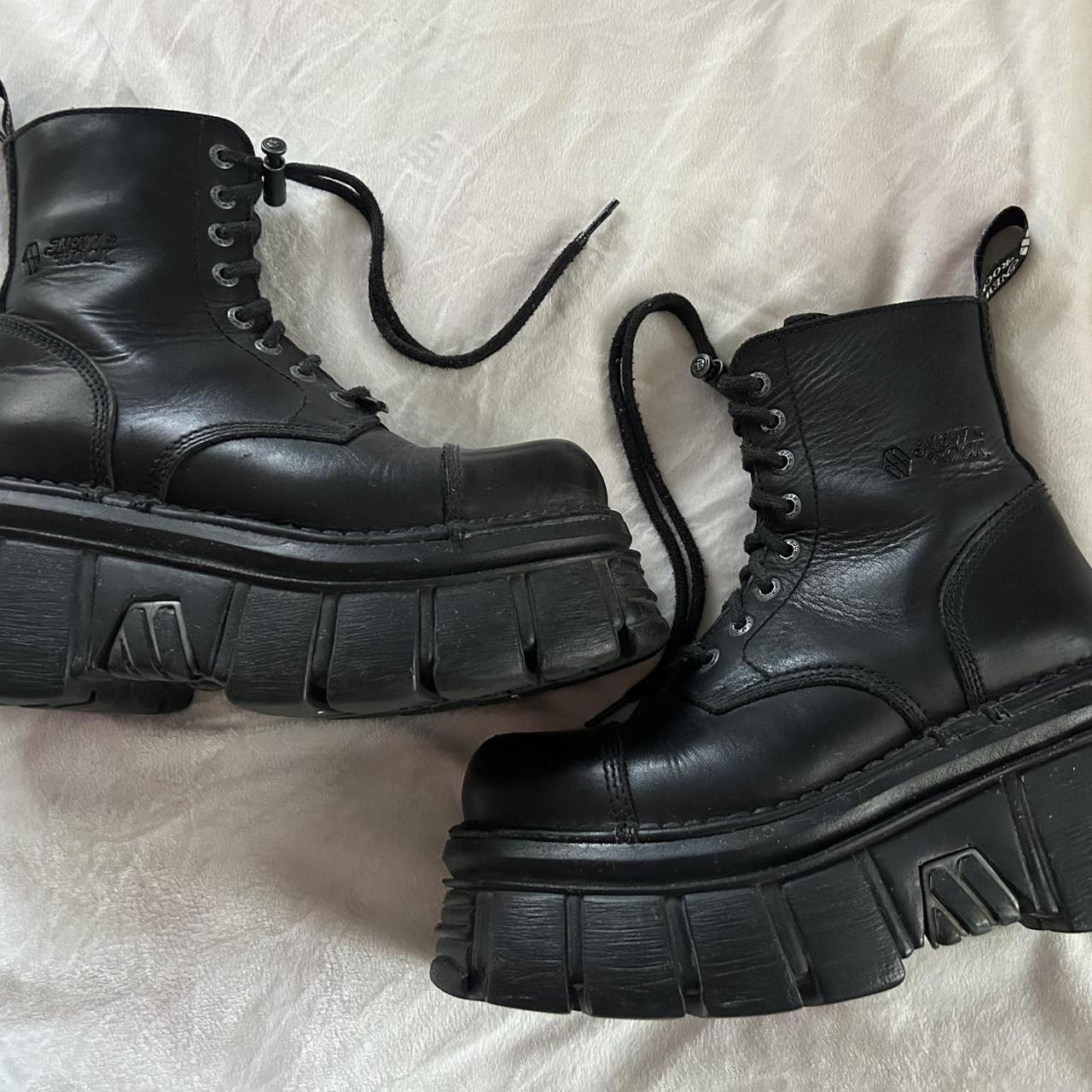 New Rock Black Tower Boots In good condition with... - Depop