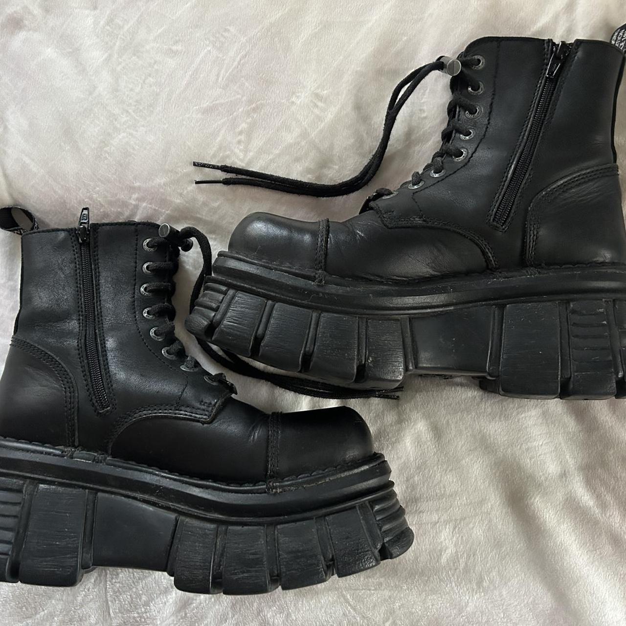 New Rock Black Tower Boots In good condition with... - Depop