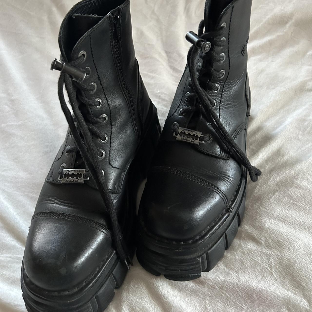 New Rock Black Tower Boots In good condition with... - Depop