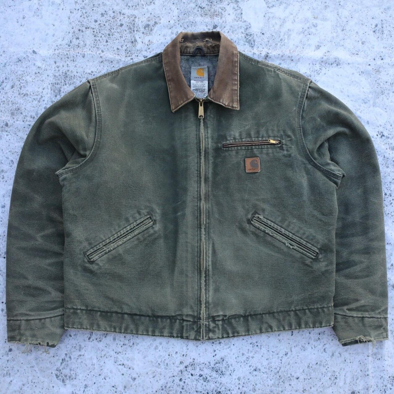 Vintage Carhartt Crazy Faded J97 MOS Moss Green... | Depop