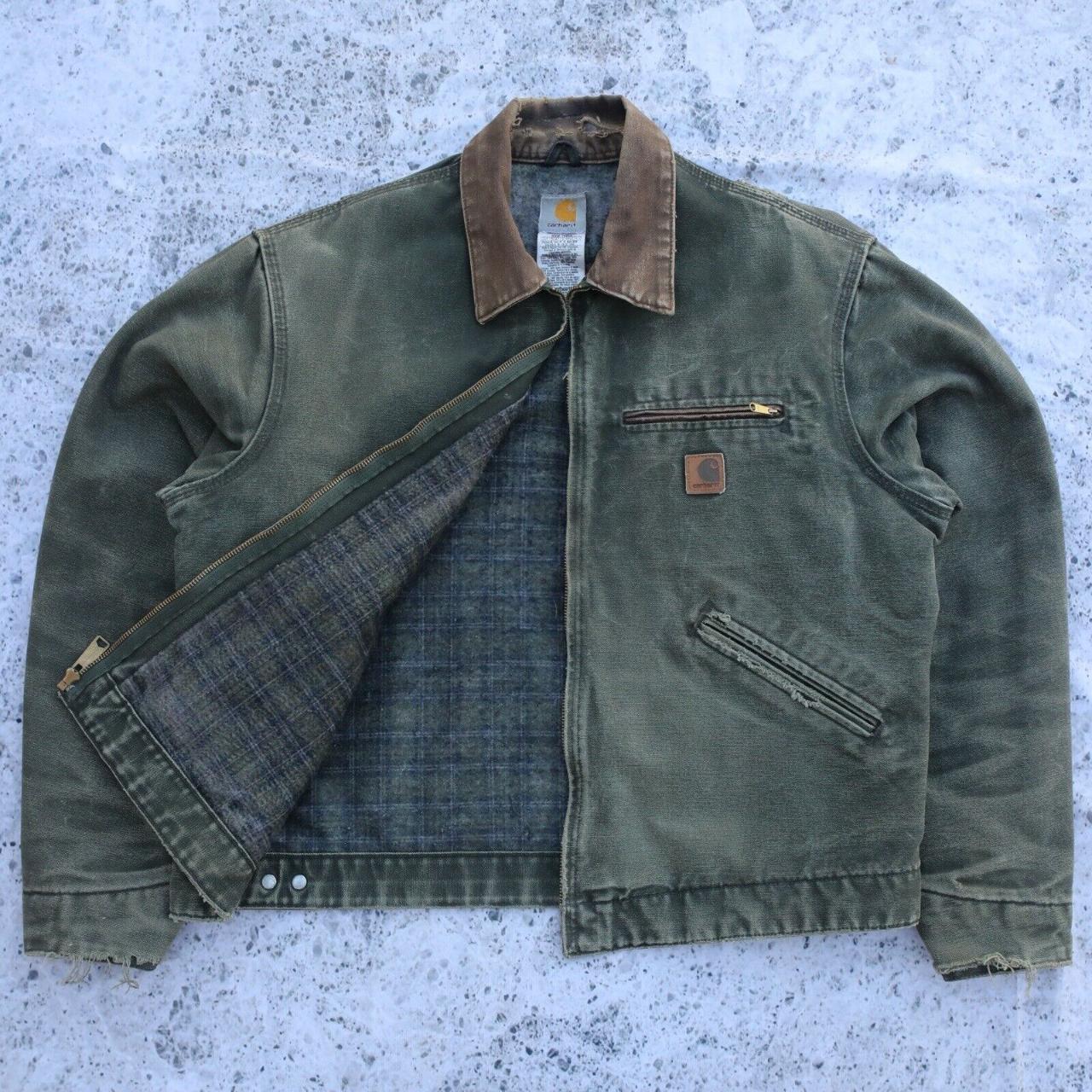 Vintage Carhartt Crazy Faded J97 MOS Moss Green... | Depop