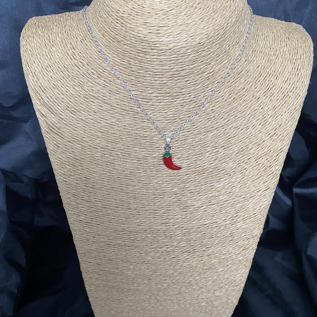 Chilli necklace 🌶️ 18” Silver Plated Chain - Depop