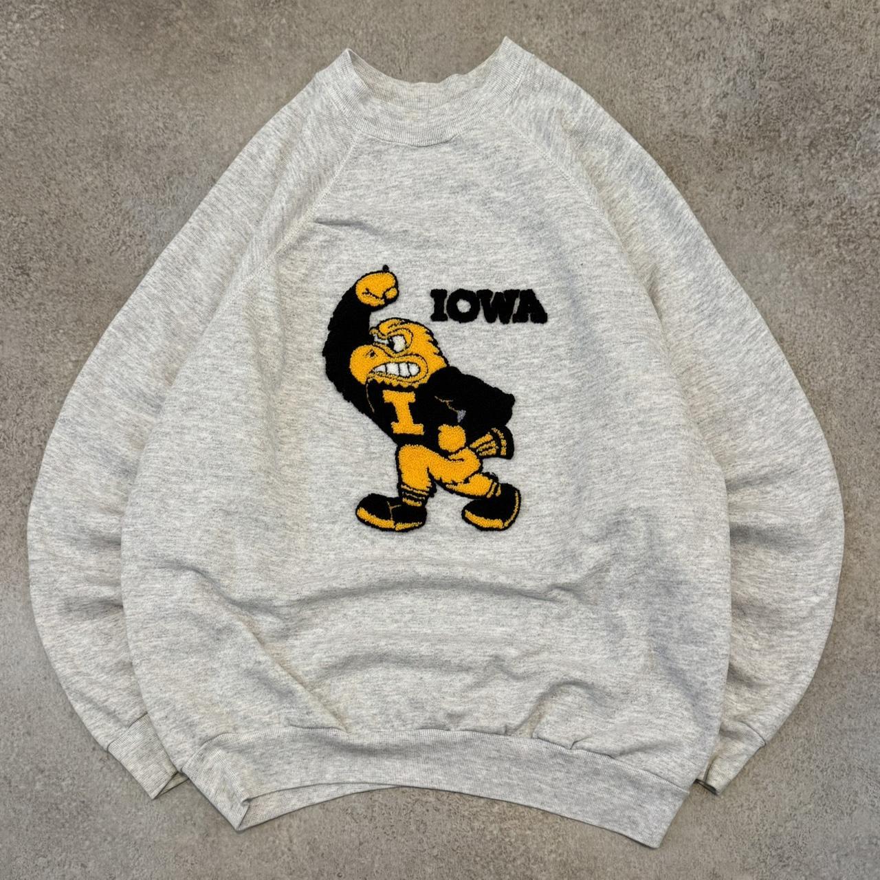 Vintage 70s Iowa Hawkeyes Patch Crewneck Vintage... | Depop
