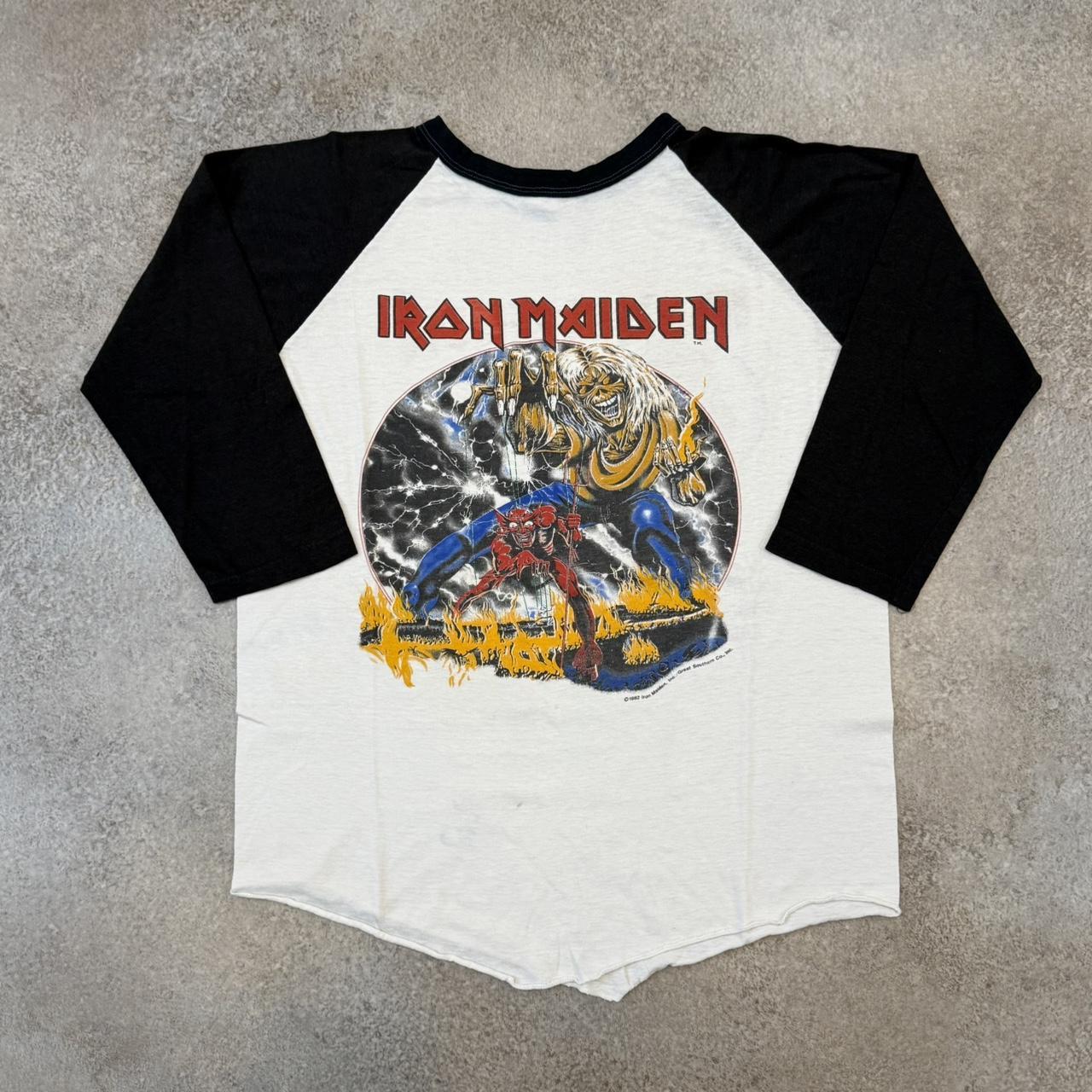 Vintage 80s Iron Maiden Raglan Shirt Vintage 80s... | Depop