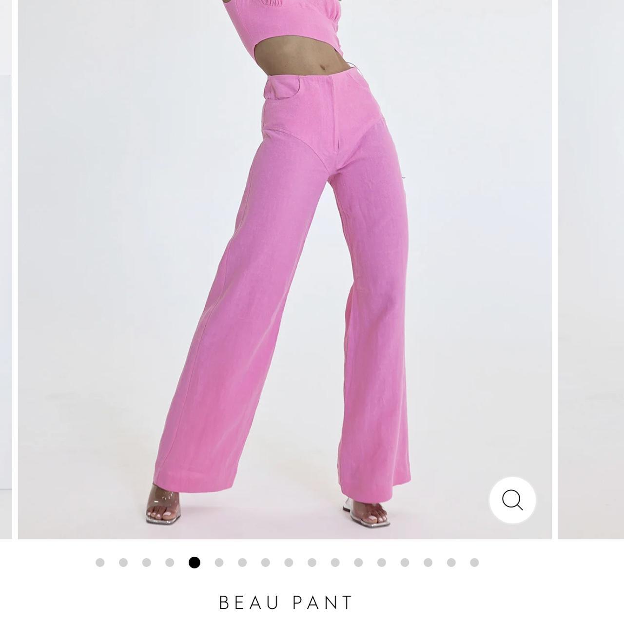 Natalie Rolt pink linen beau pant Have only been... - Depop