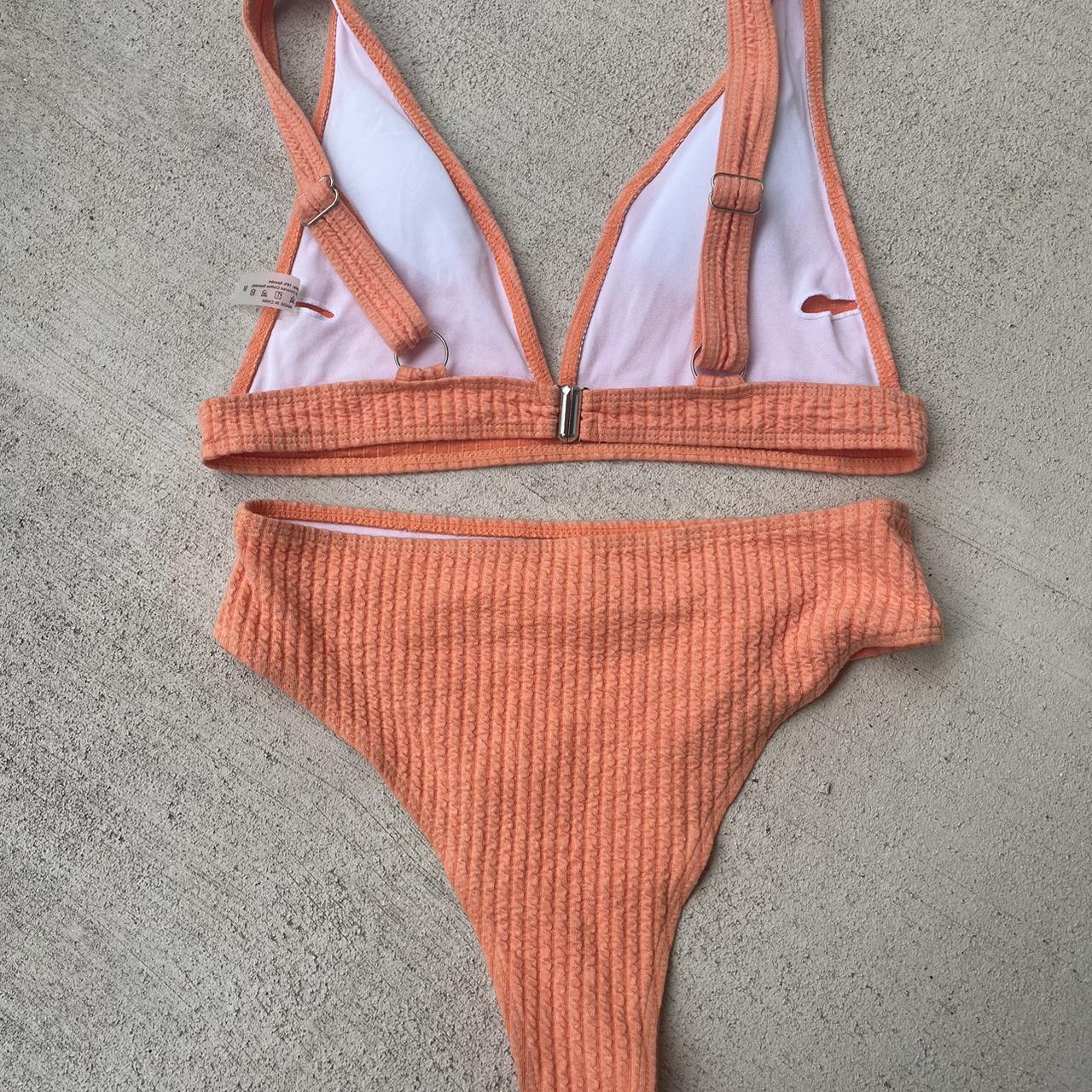 Orange bikini set. High waisted bikini bottoms with... - Depop
