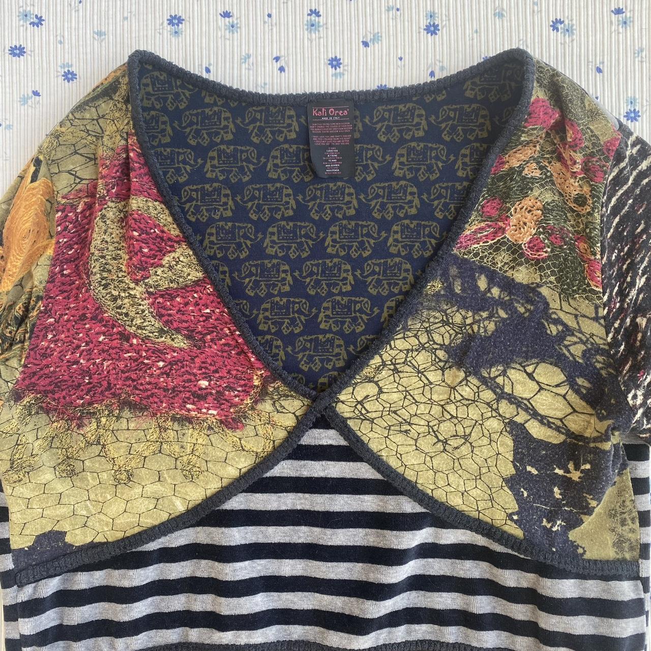 V Neck Patchwork Long Sleeve 🪡 No Size Label Could Depop