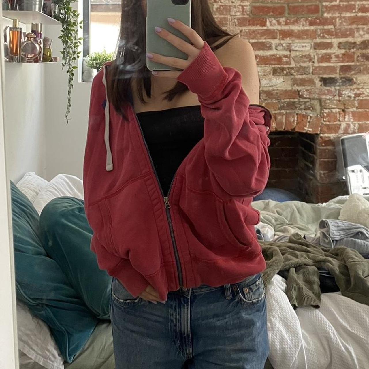 Ralph Lauren red zip up hoodie - Depop