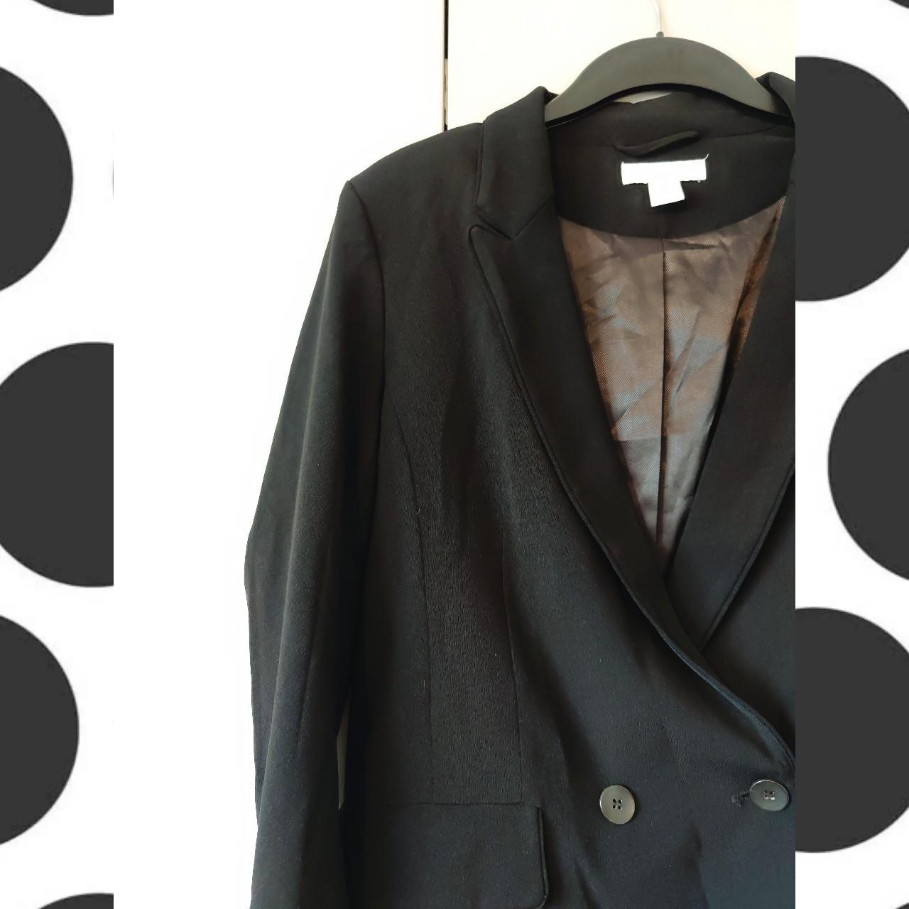 Formal fit and flare black blazer with crossover... - Depop