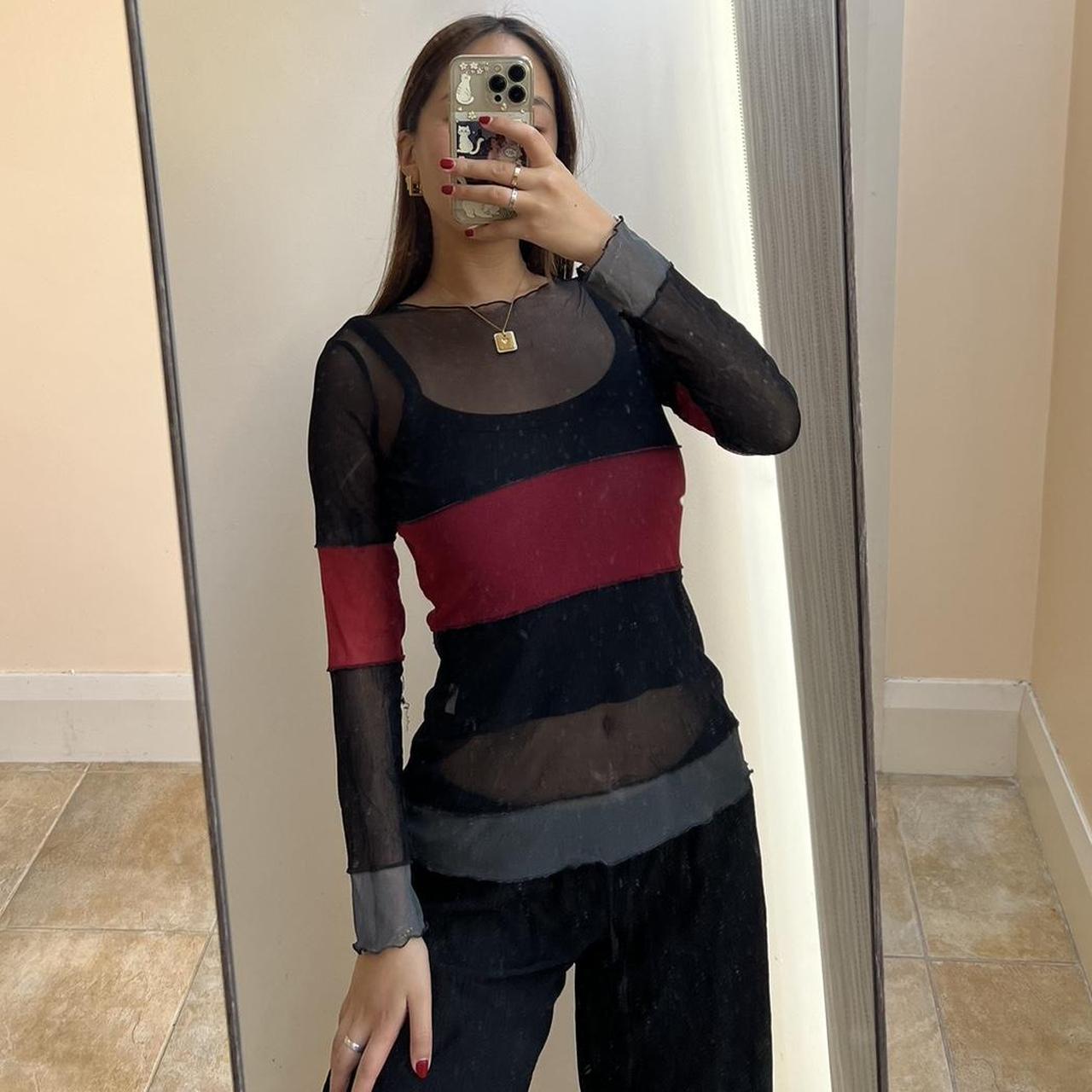 sick mesh top super unique style and colour very... - Depop