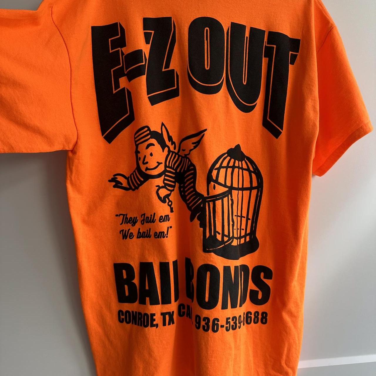 Orange Graphic T Shirt with Back Graphic ‘Bail... - Depop