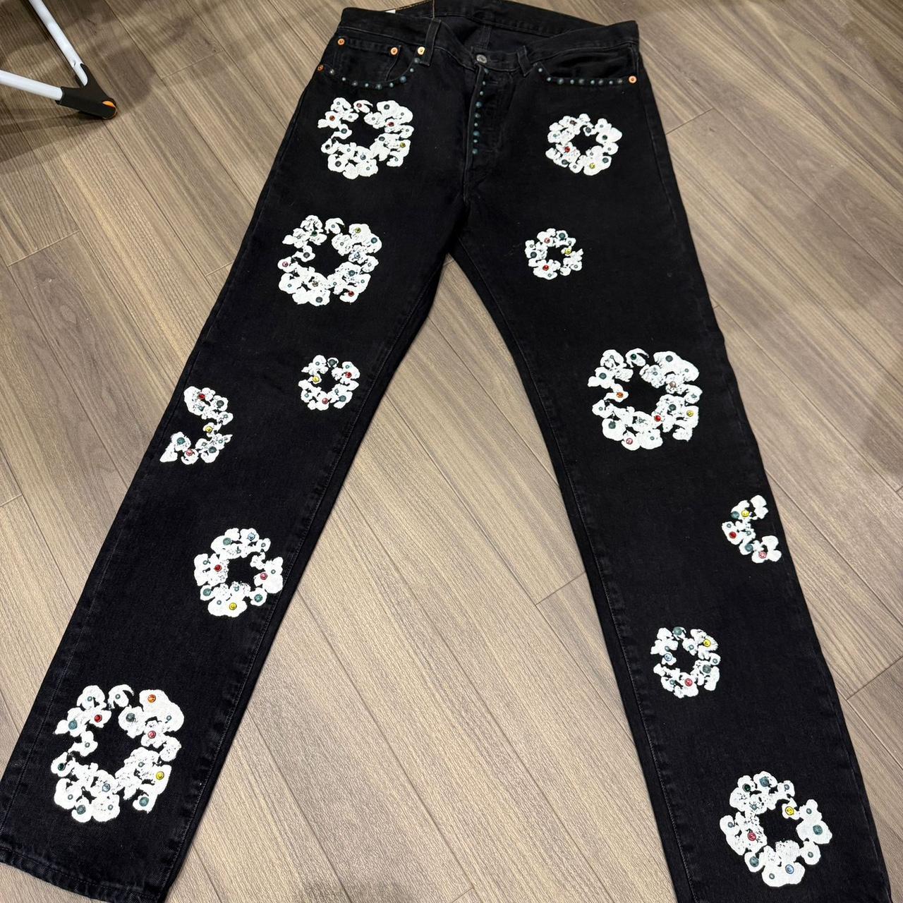 Denim tears x Levi’s black rhinestone denim jeans.... | Depop