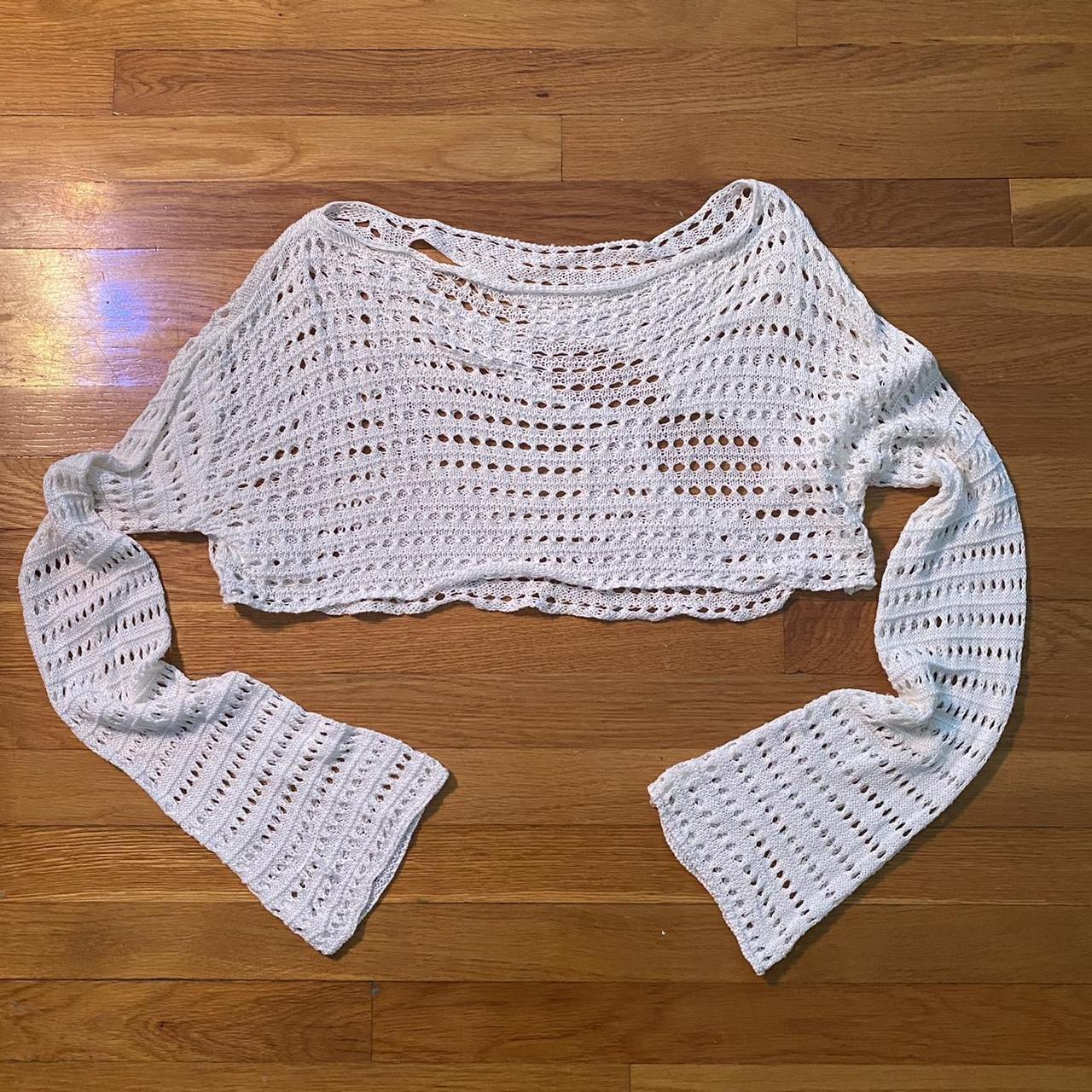 White Knitted Long sleeve Brand/Size... - Depop