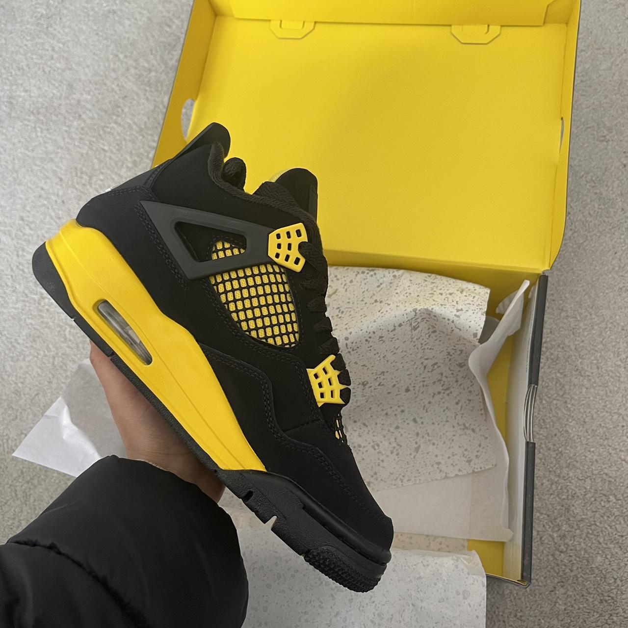 NEW Jordan 4 retro in black and yellow Unworn Comes... - Depop