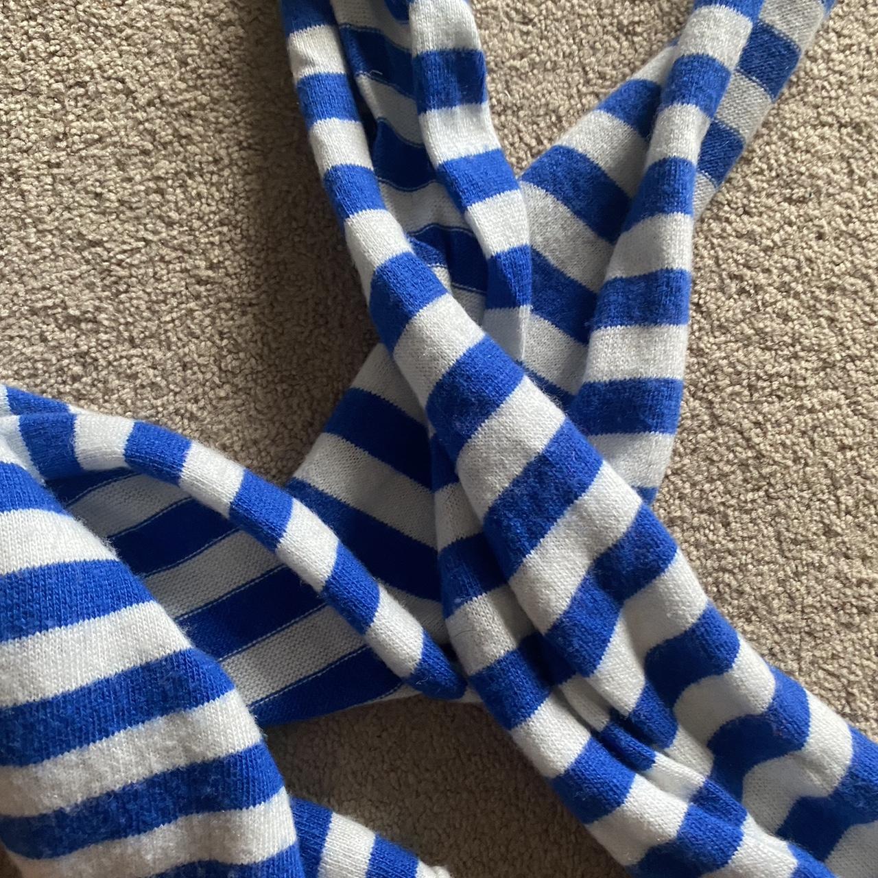 Striped knit scarf Blue and white knit Subdued - Depop