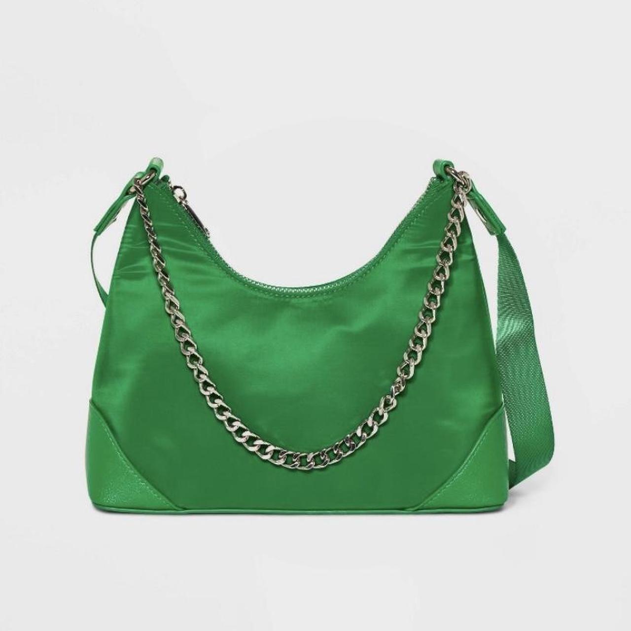Wild Fable green crossbody bag with silver chain... - Depop