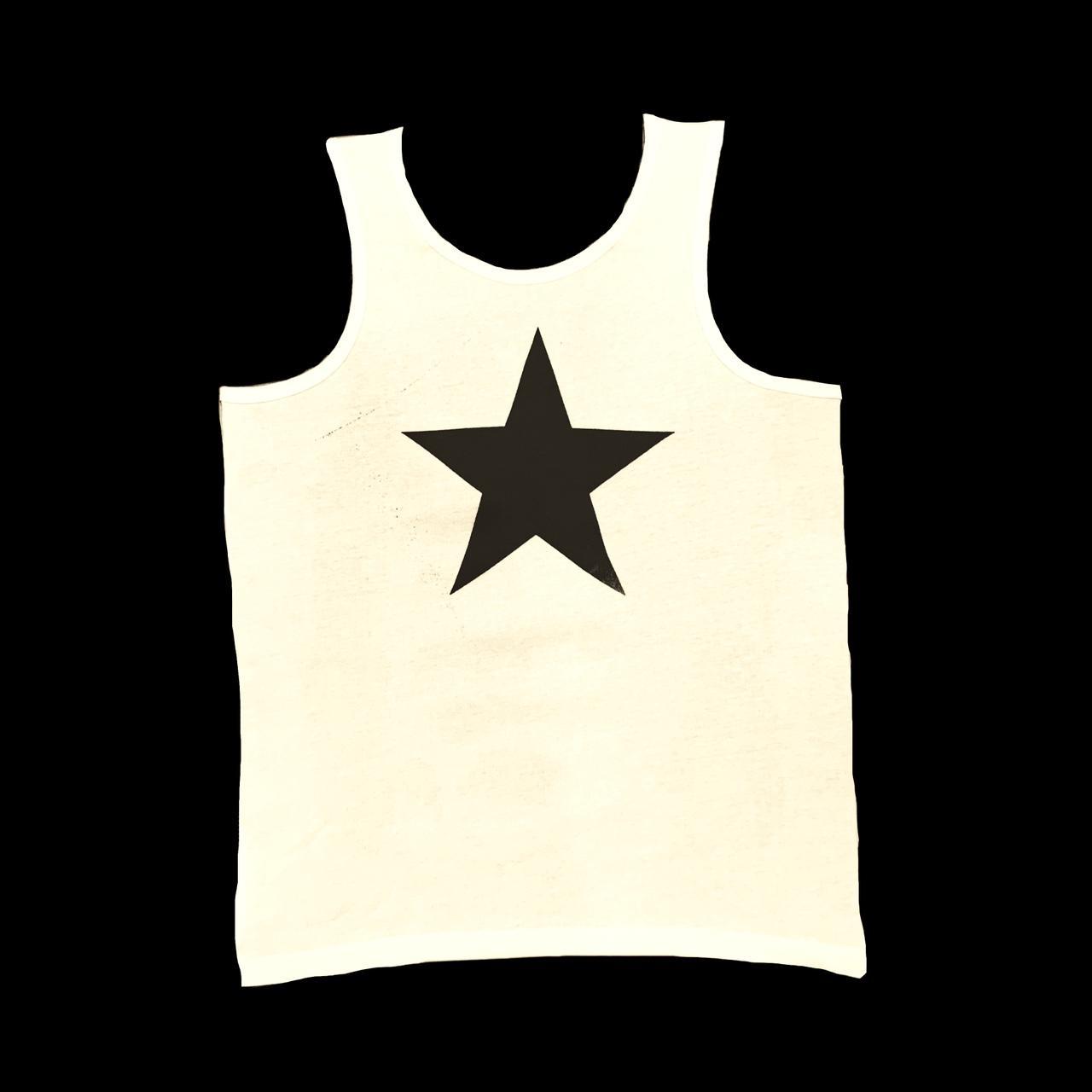 handmade star screenprint vest in black!! print on... - Depop