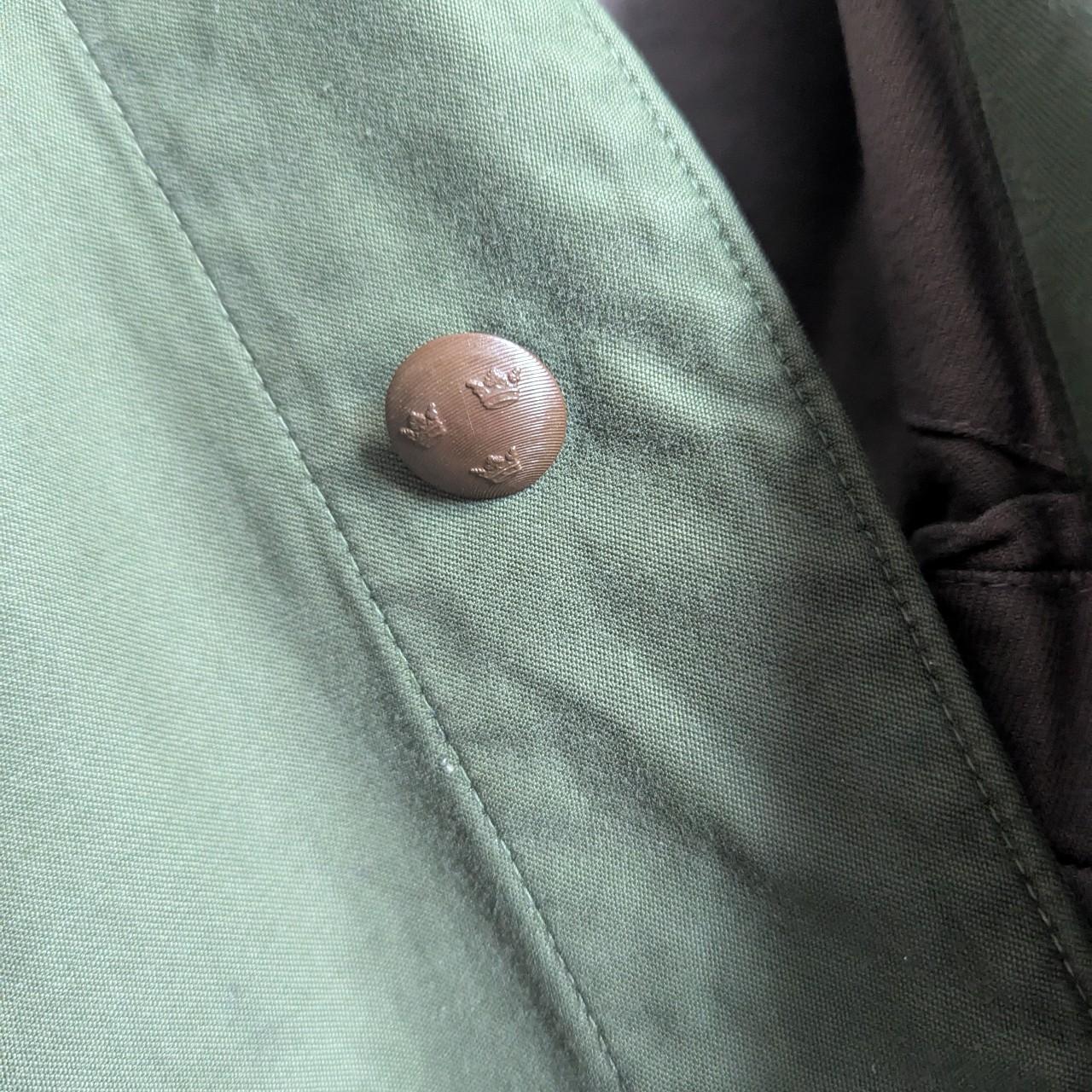 Green ex-Swedish military jacket with button-up... | Depop