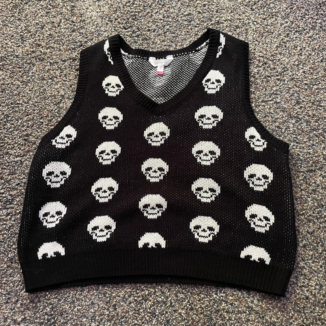Skull sweater vest. Only worn once #emo #goth... - Depop