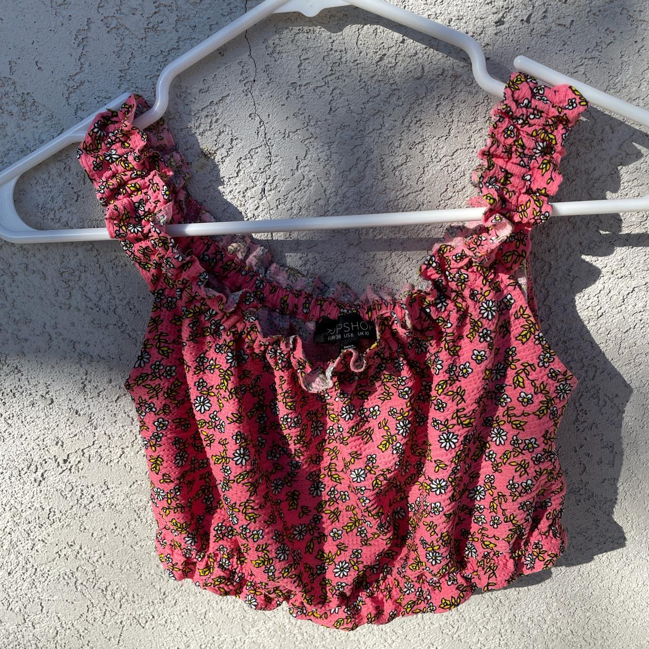 Topshop flower crop top -super cute ripped top... - Depop