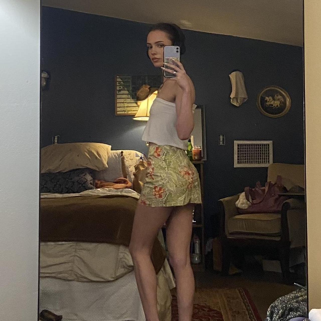 Y2K esque handmade floral hawaiian mini a-line skirt... - Depop