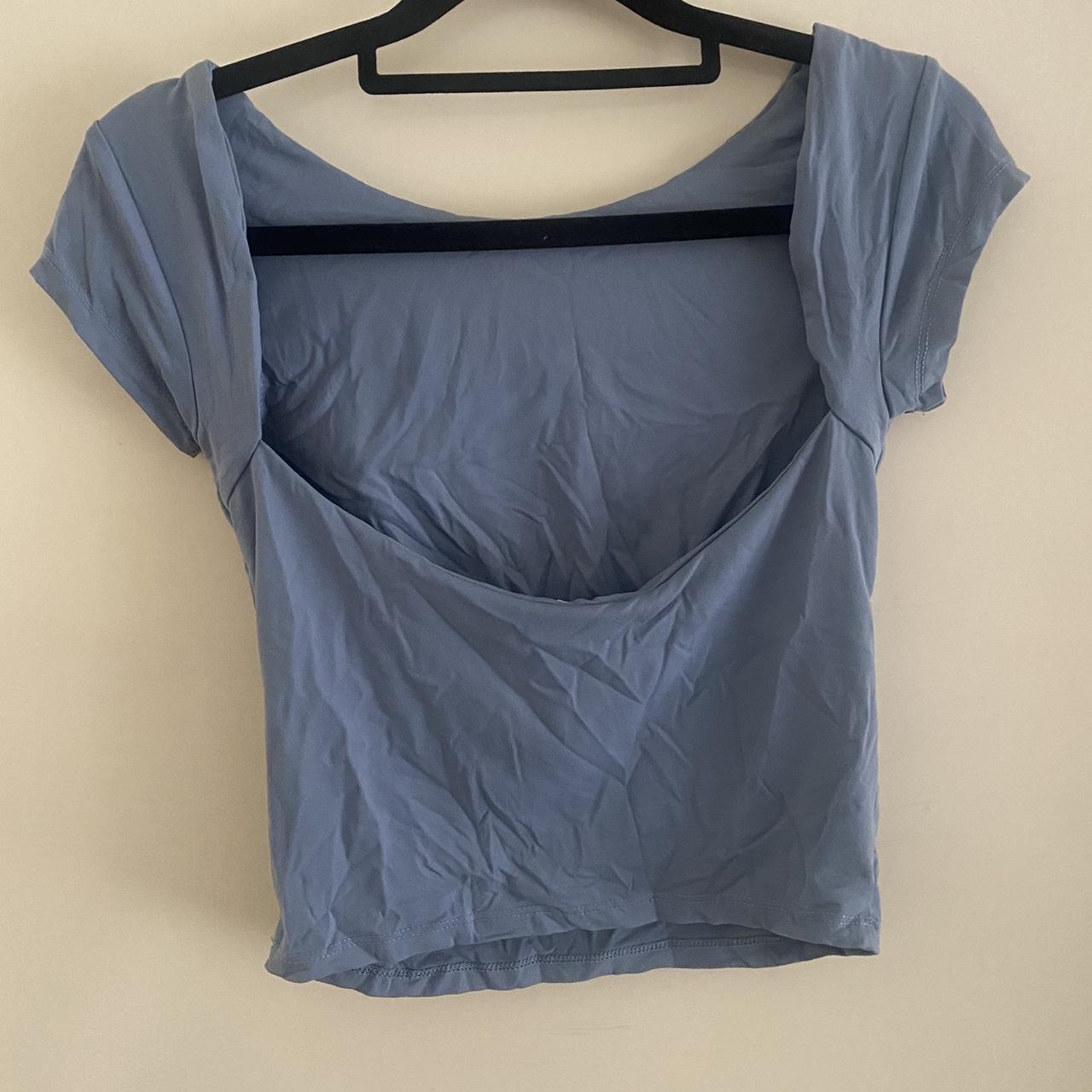 glassons blue/grey backless top - size xs - Depop
