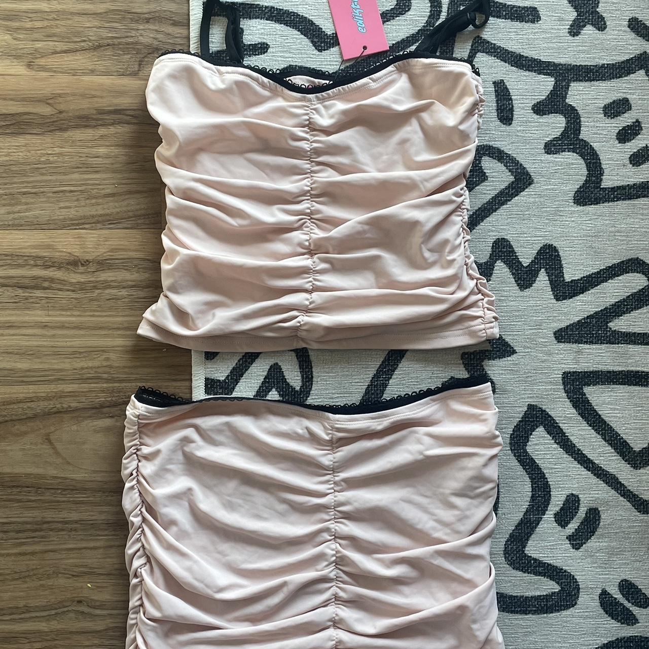 Edikted Rosalin set - pink with black detailing -... - Depop