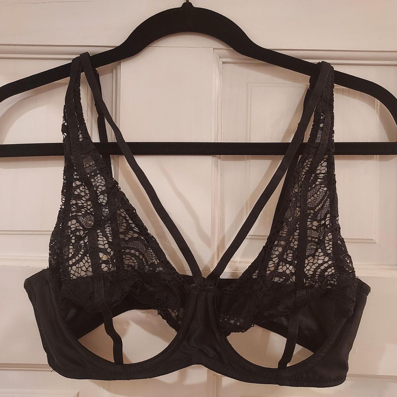 Peek & Beau open cup bra in black, size 36B. Never... - Depop