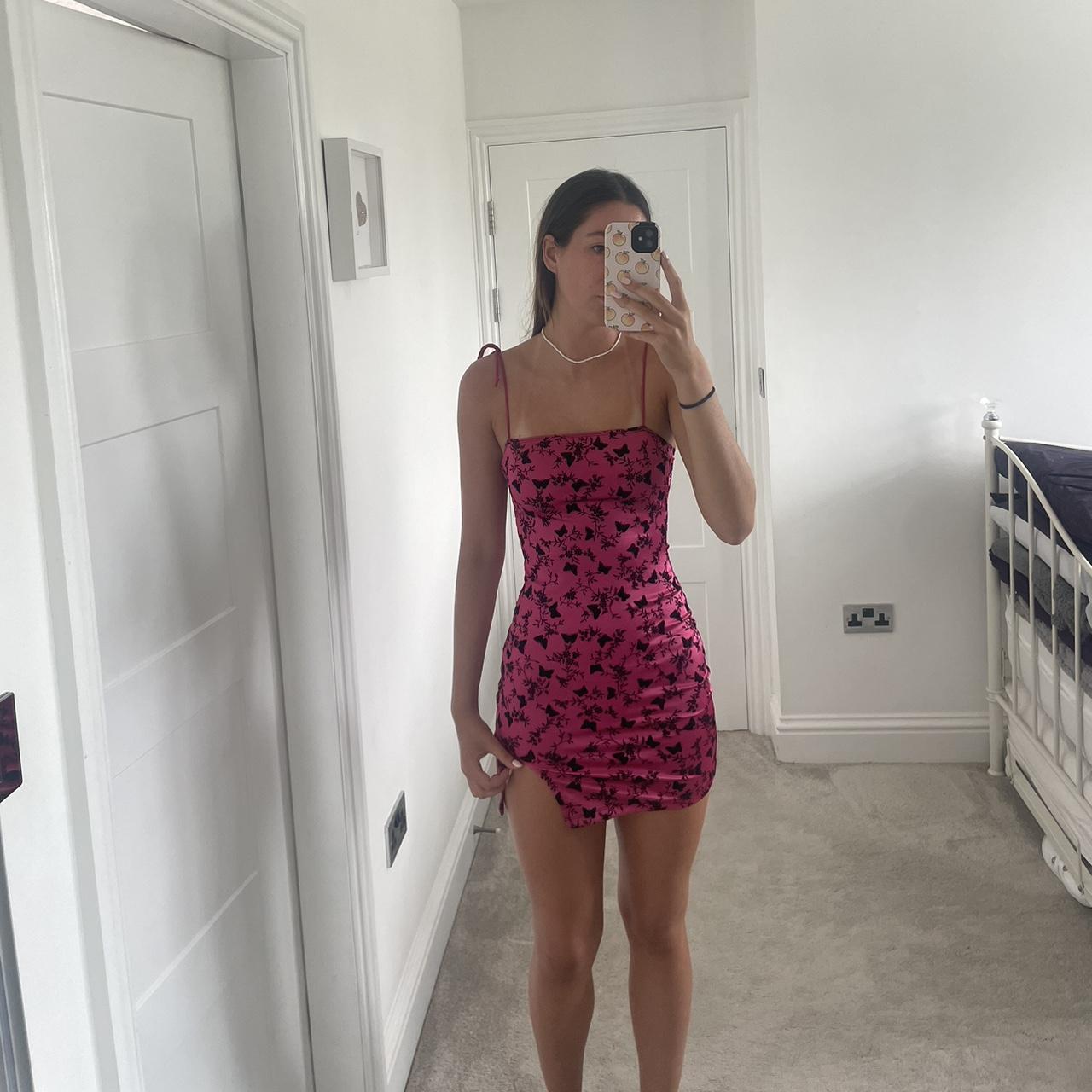 Pink butterfly mini bodycon dress from motel rocks.... - Depop