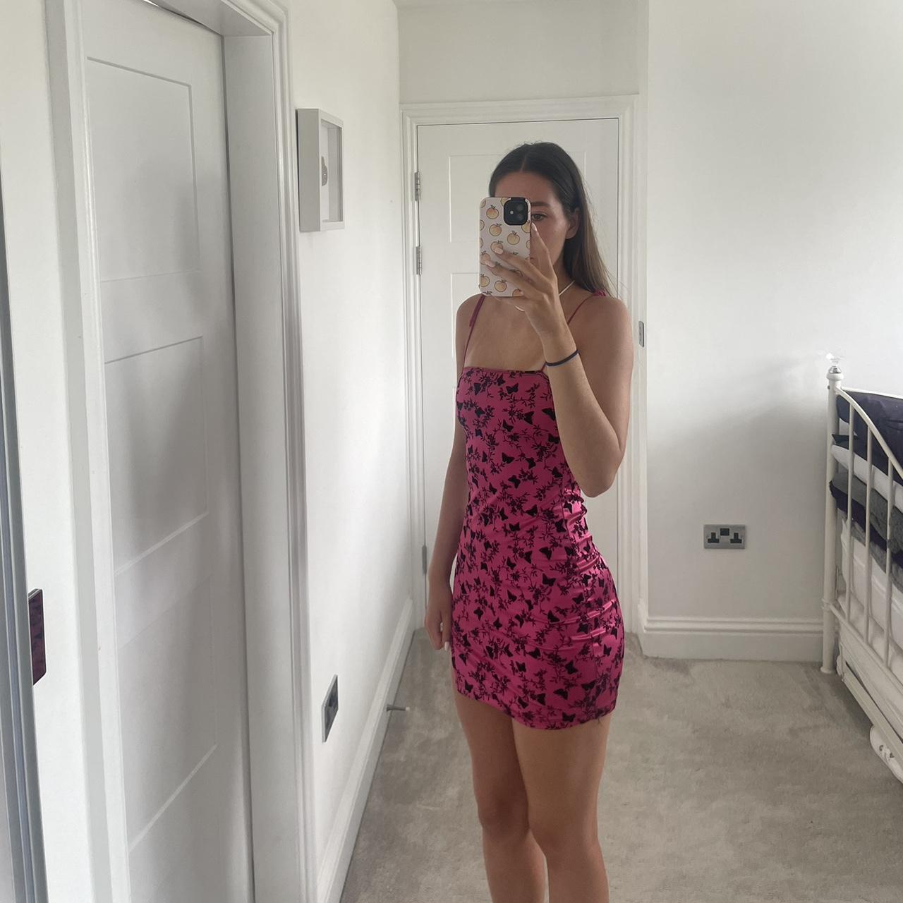Pink butterfly mini bodycon dress from motel rocks.... - Depop