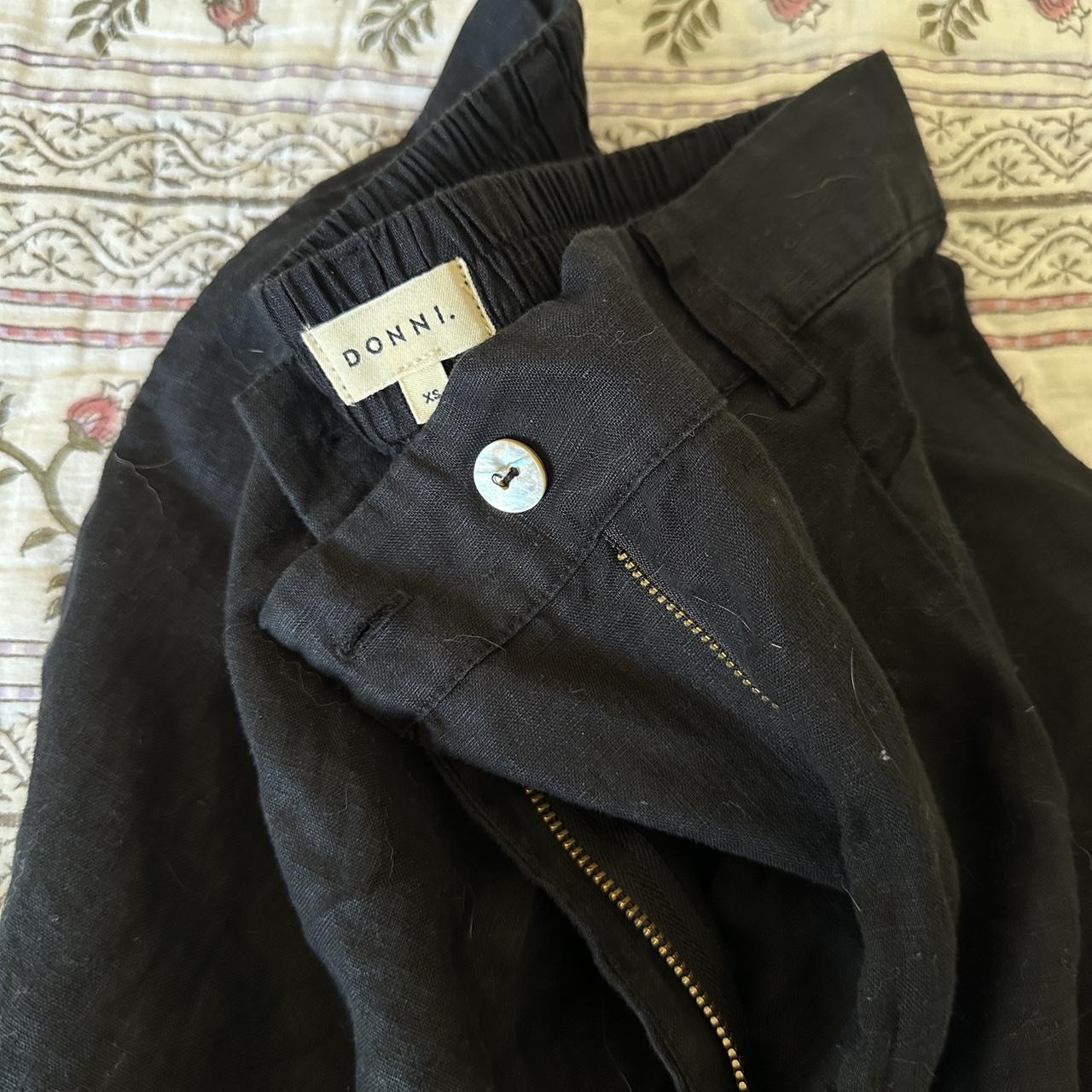 Black linen Donni trousers - Depop