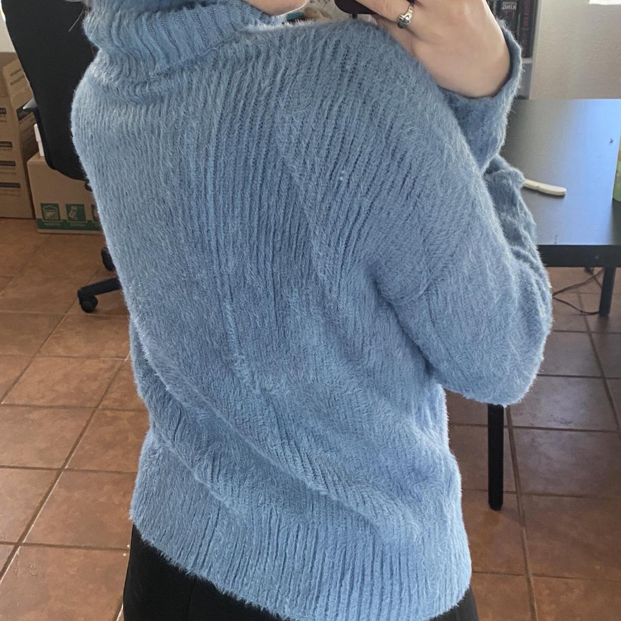 SUPER FUZZY BLUEBERRY RIBBED TURTLENECK SWEATER oh... - Depop