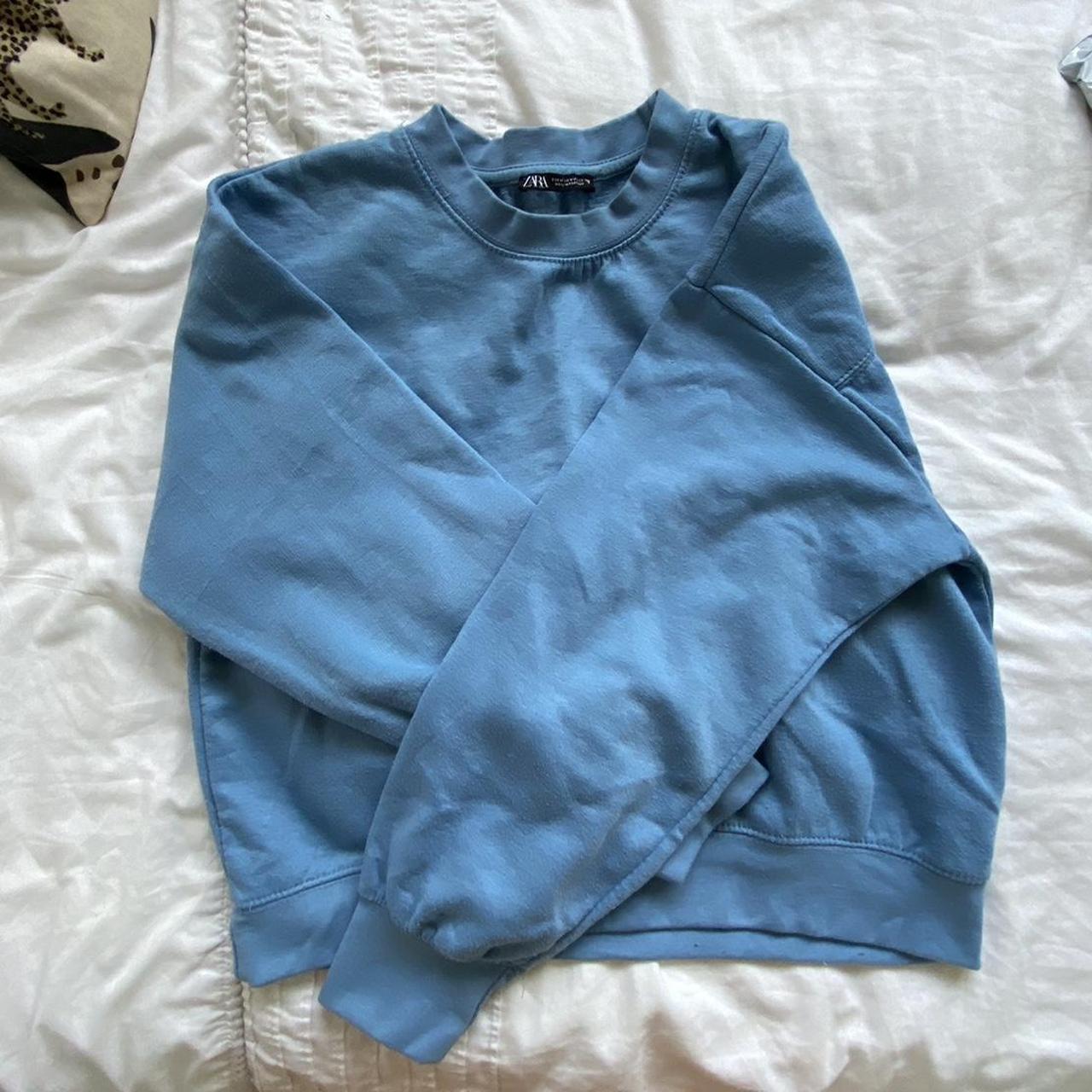 Blue zara tracksuit set with joggers and sweatshirt... - Depop