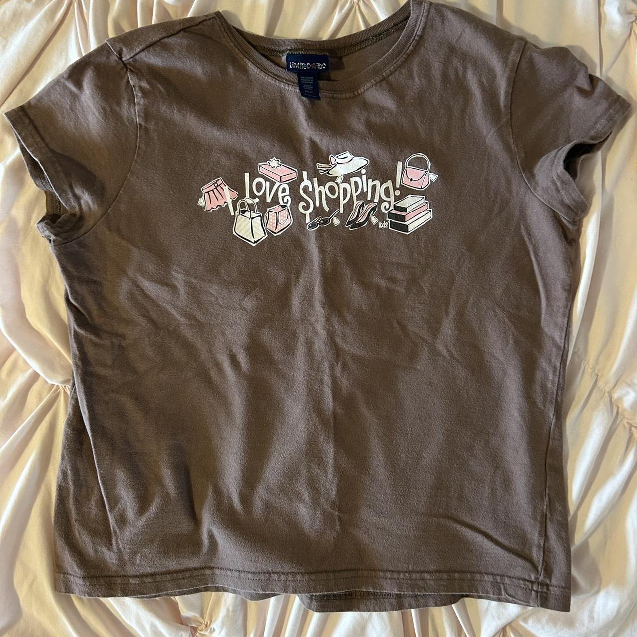 brown y2k early 2000s graphic tee top baby tee would... - Depop