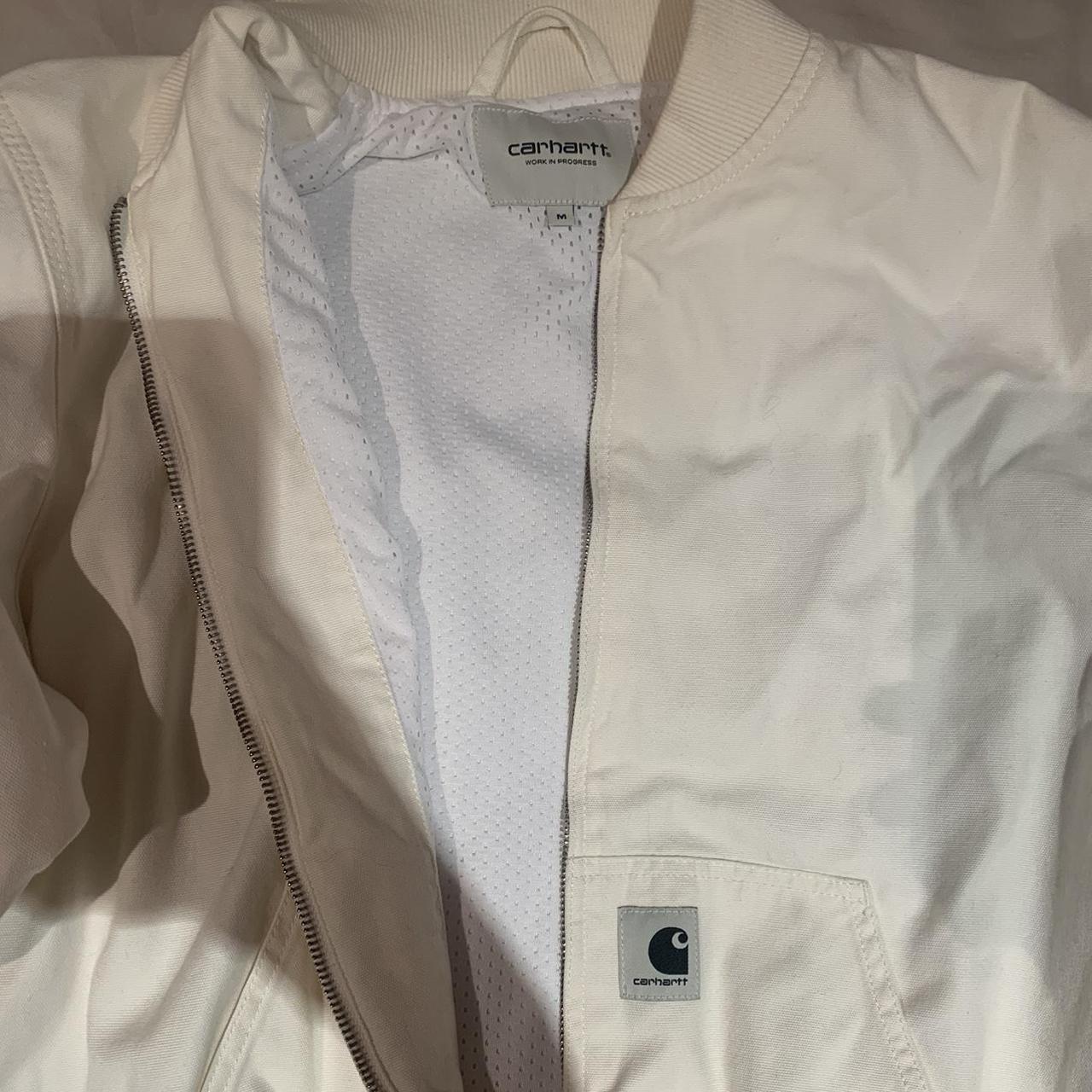 Carhartt cream canvas bomber jacket Never worn -... - Depop