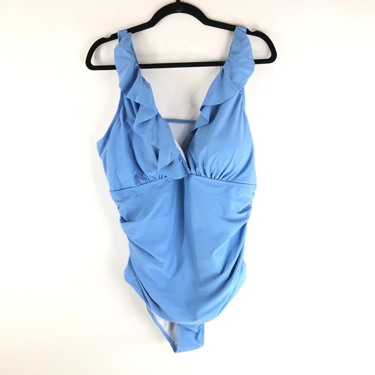 Bloomchic Solid Ruffle Trim Sculpt Waist Ruched One... - Depop