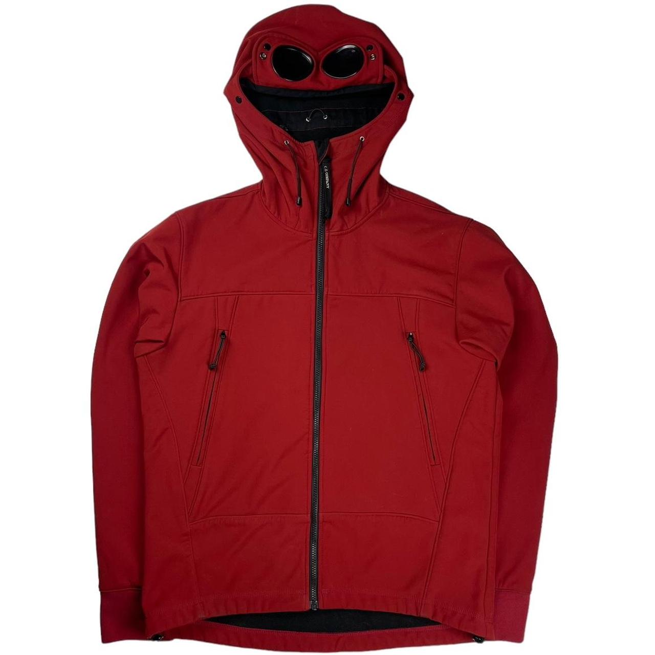 CP company red soft shell goggle jacket Size: XL... - Depop