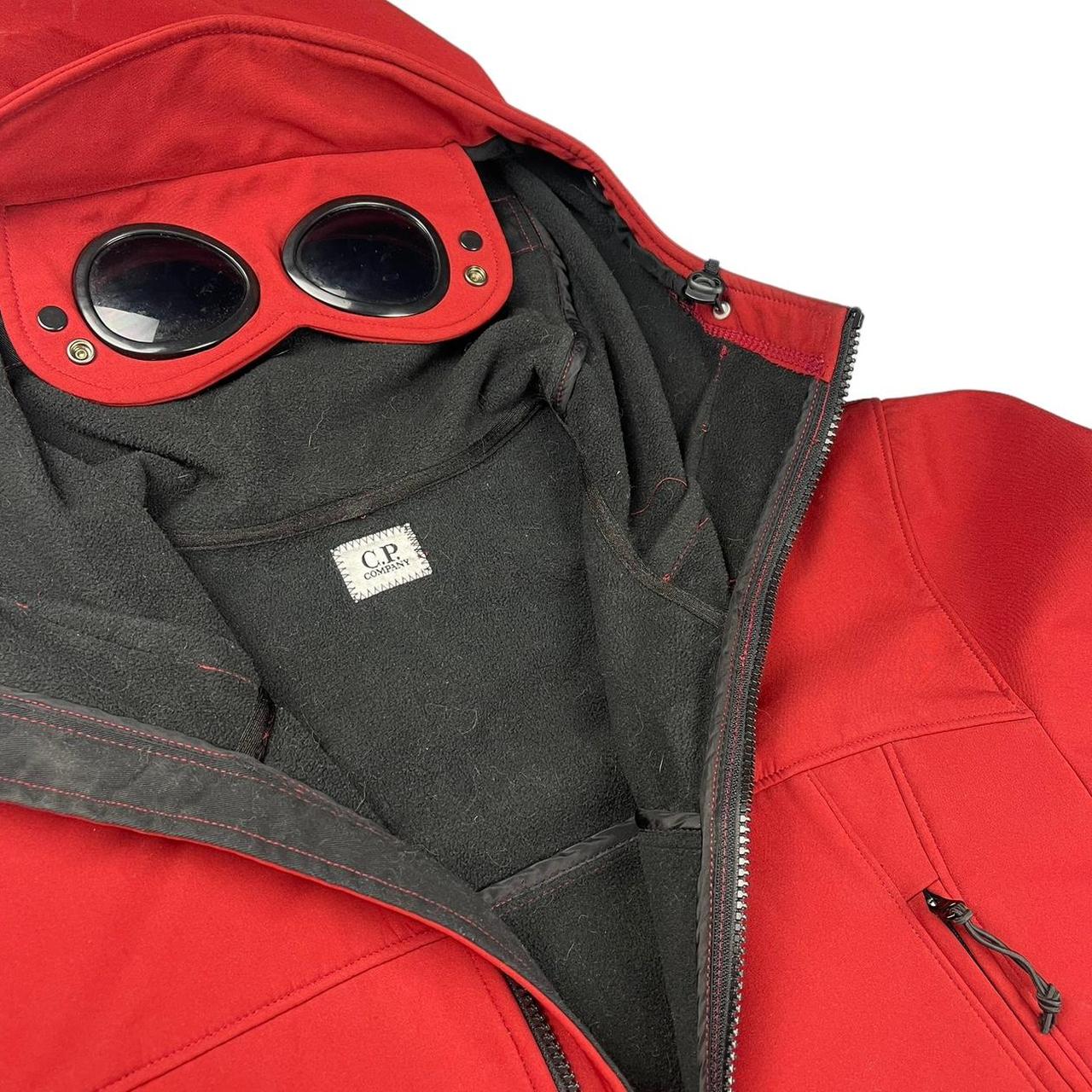 CP company red soft shell goggle jacket Size: XL... - Depop
